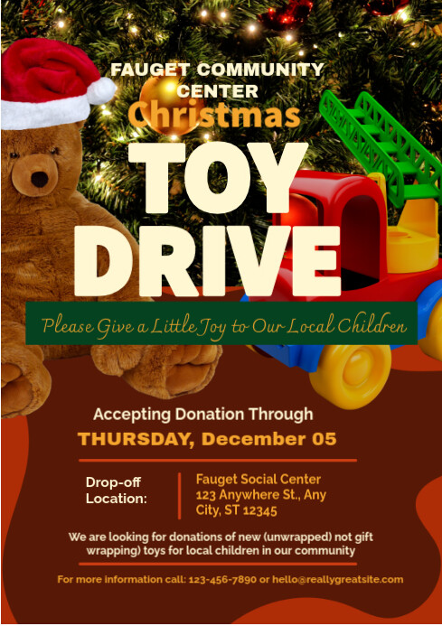 Copy of Red Floral Cristmas Toy Drive A4 | PosterMyWall