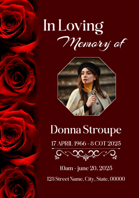 Red Floral Funeral Program Template A5 | PosterMyWall