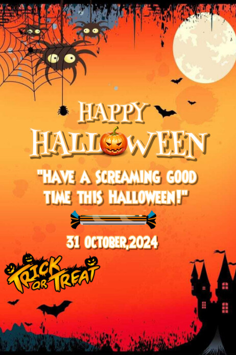 Red Floral Happy Halloween Poster Template | PosterMyWall