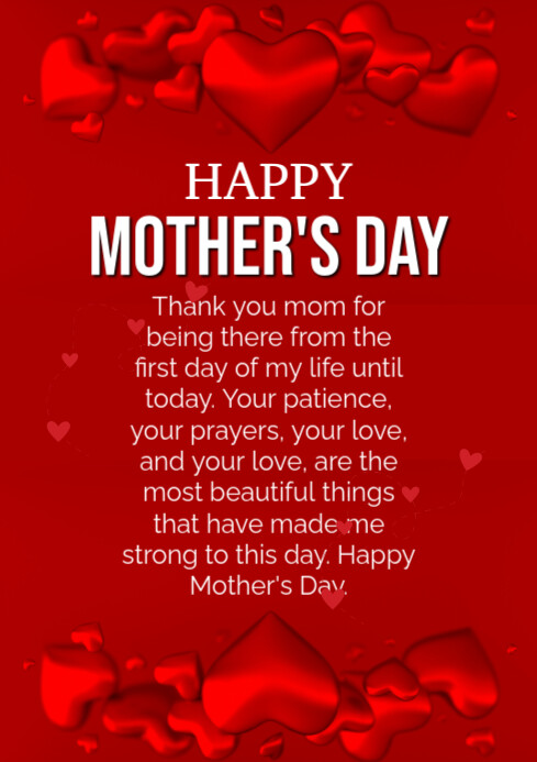 Red Floral Happy Mother's Day Celebration Wishes A4 Template | PosterMyWall