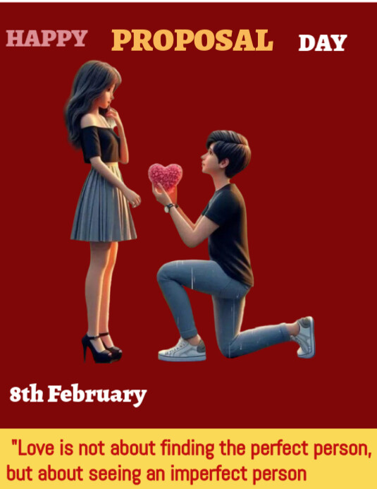 Plantilla de Red Floral Happy Proposal Day Flyer (us Letter) | PosterMyWall