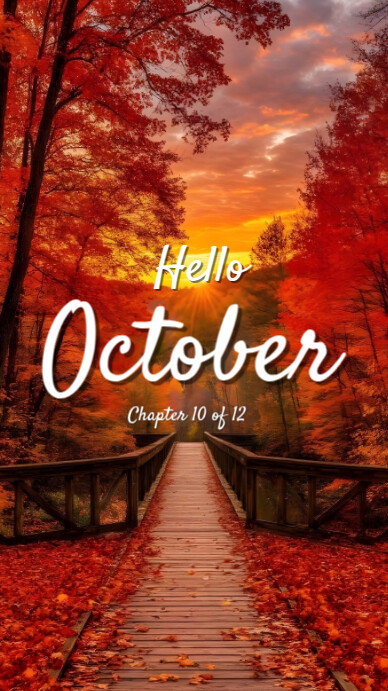 Modèle Red Floral Hello October Instagram Story | PosterMyWall