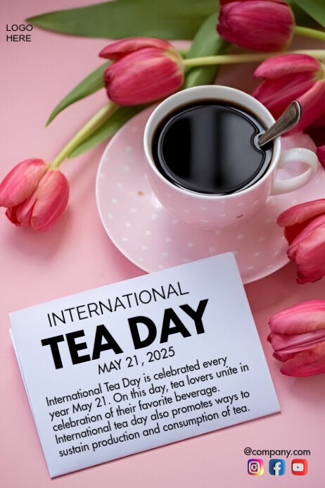 Red Floral International Tea Day Poster Template | PosterMyWall