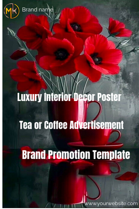 Red Floral Luxury Interior Decor Poster Poster Template | PosterMyWall