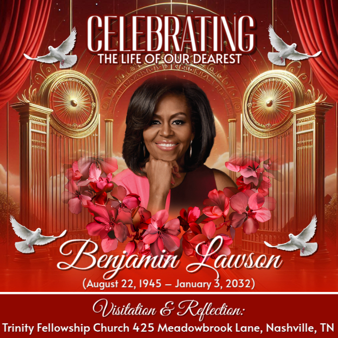 Red Floral Maximalist Memorial Funeral Announcement Flyer, Funeral ...