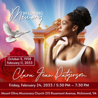 Red Floral Maximalist Memorial Funeral Announcement Flyer, Funeral ...