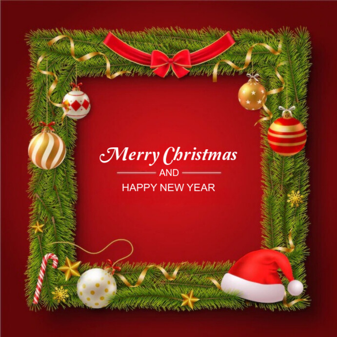 Copy of Red Floral Merry Christmas Design Frame Instagram Post ...