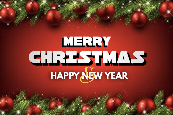 Red Floral Merry Christmas Poster Template | PosterMyWall