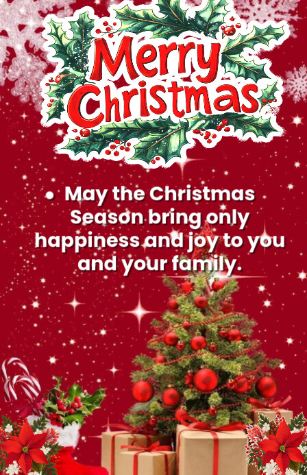 Szablon Red Floral Merry Christmas Tabloid | PosterMyWall