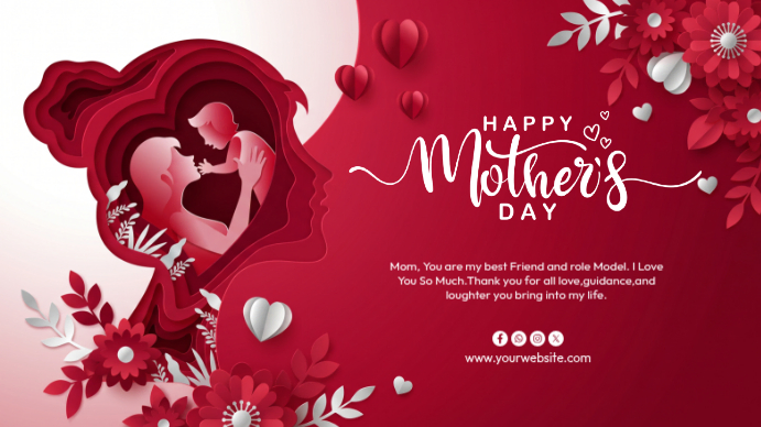 Red floral mother's day digital display Template | PosterMyWall