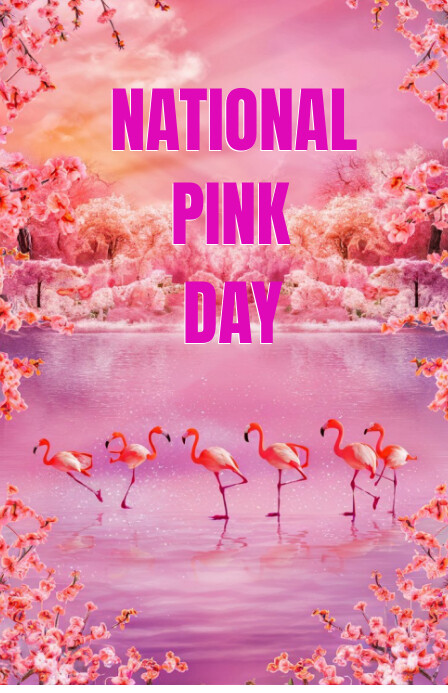 Red Floral National Pink Day Tabloid Template | PosterMyWall