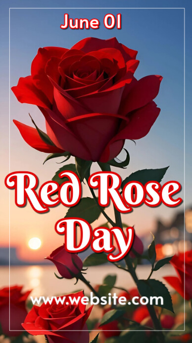 Red Floral National Red Rose Day Whatsapp Status Template | PosterMyWall