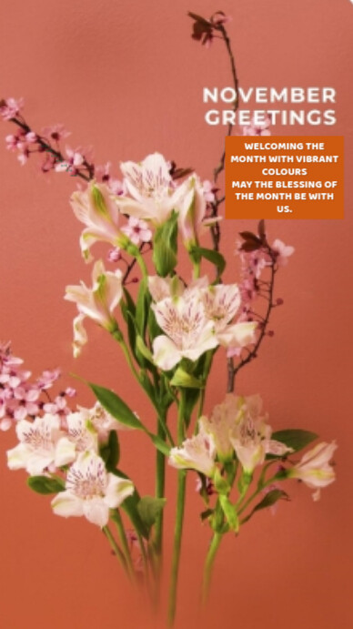 Red Floral November Greetings Instagram Story Template | PosterMyWall
