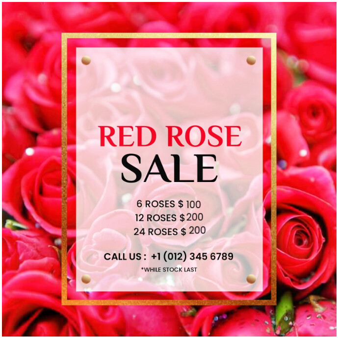 Red Floral Red Rose Sale Instagram Post Template | PosterMyWall