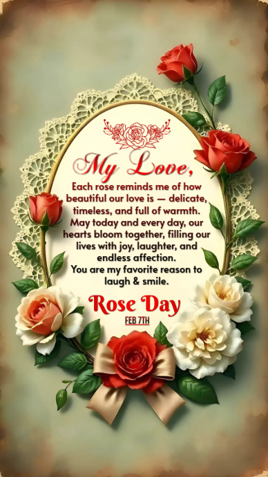 Plantilla de Red Floral Rose Day Love Message / Romantic Floral ...