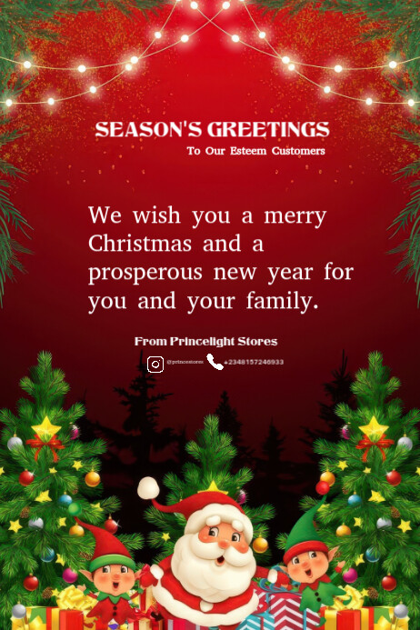 Plantilla de Red Floral Season Greetings Poster | PosterMyWall