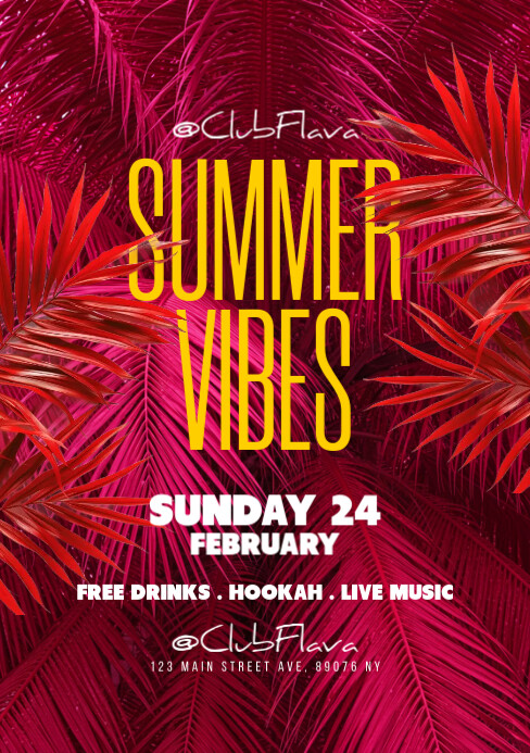 Copy of Red Floral Summer Vibes A5 | PosterMyWall