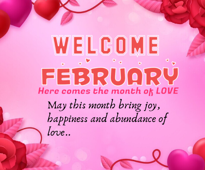 Copy of Red Floral Valentine/february New Month Wishes Medium Rectangle ...