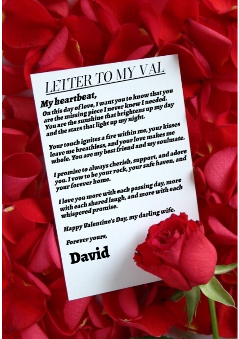Copy of Red Floral Valentine Letter To My Wife A5 | PosterMyWall