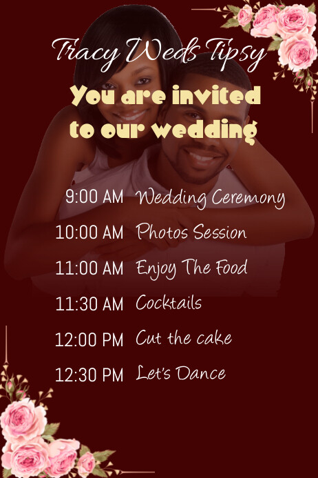 Red Floral Wedding Programme Poster Template | PosterMyWall