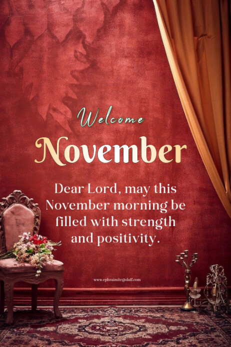Plantilla de Red Floral Welcome November Poster | PosterMyWall