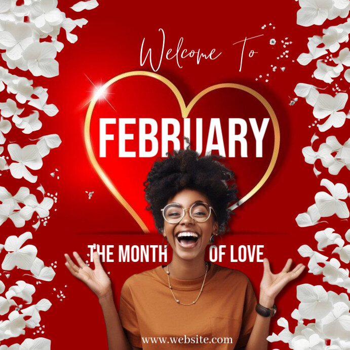 Red Floral Welcome To February Instagram Post Template | PosterMyWall