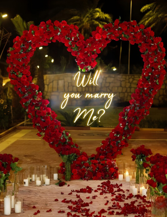Red Floral Will You Marry Me proposal Flyer (us Letter) Template ...