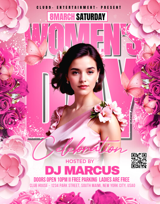 Copy of Red Floral Womens Day Nightclub Special Event Ad Poster ...