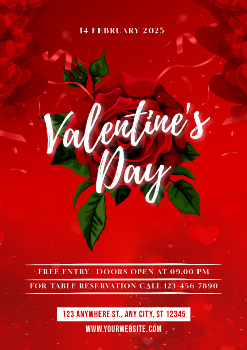 Copy of Red Flower Rose Valentine's Day Flyer | PosterMyWall