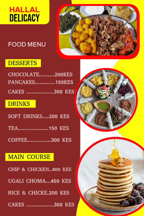 Red Food Menu Poster Template | PosterMyWall