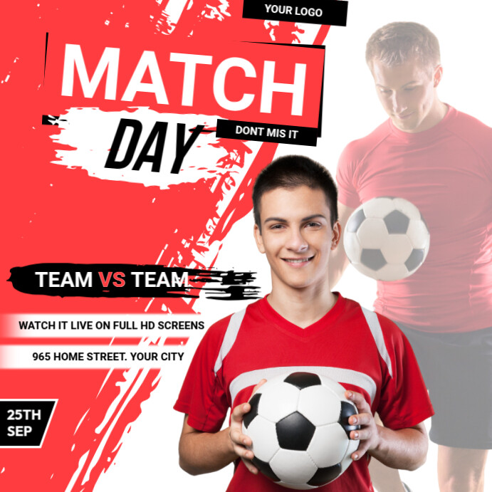 Red Football Square (1:1) Template | PosterMyWall