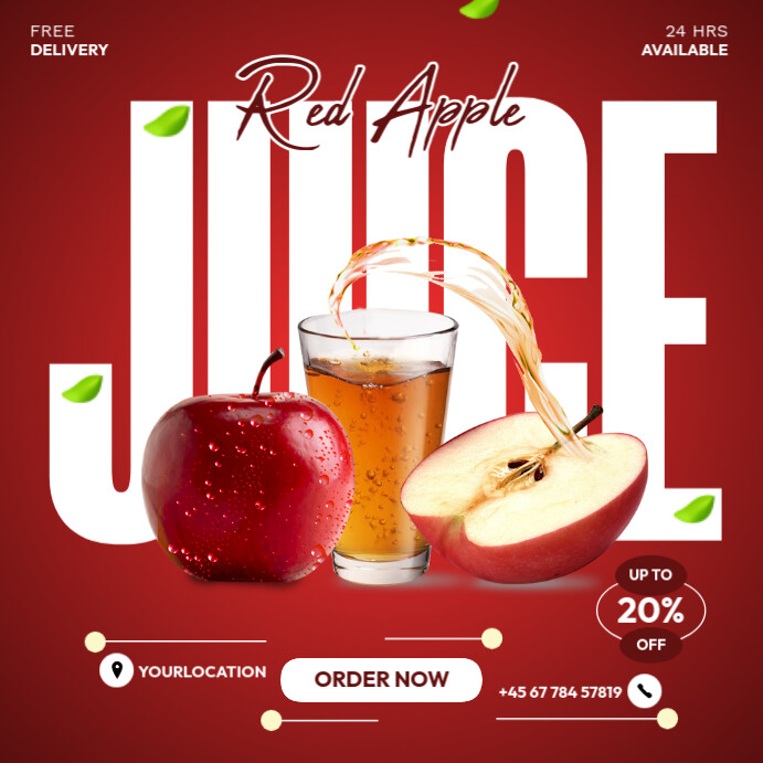 Copy of Red Fresh Apple Juice Square (1:1) | PosterMyWall