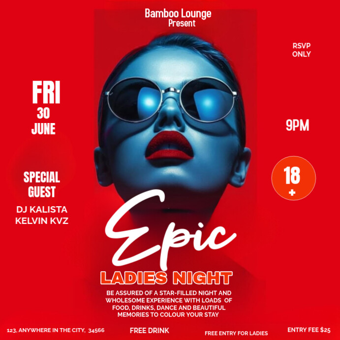 Copy of Red Friday Night Party Invitation Instagram Post | PosterMyWall