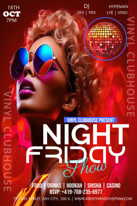 Red Friday Night Show Poster Template | PosterMyWall