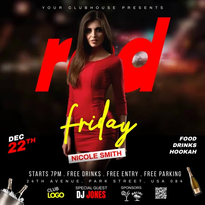 RED FRIDAY PARTY FLYER TEMPLATE POSTER | PosterMyWall