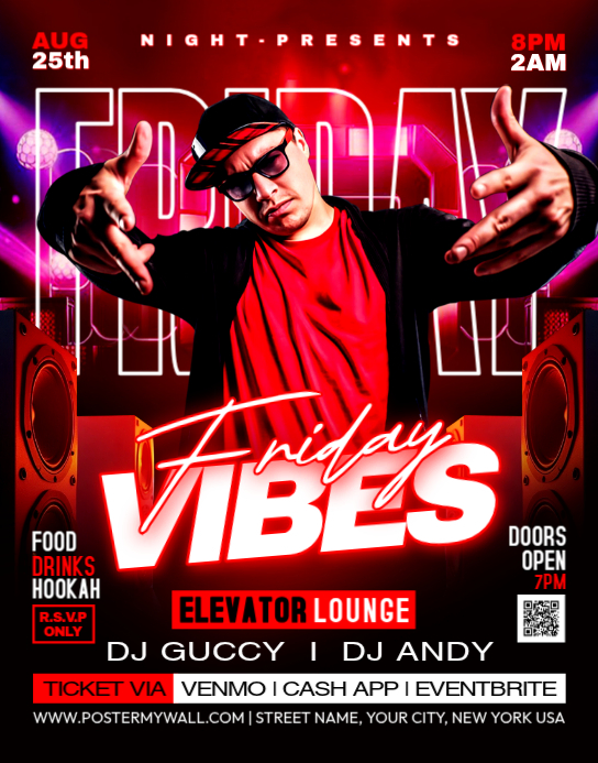 Red Friday Takeover Night Party Poster/wallboard Template | PosterMyWall