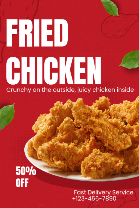 Red Fried Chicken Poster Template | PosterMyWall