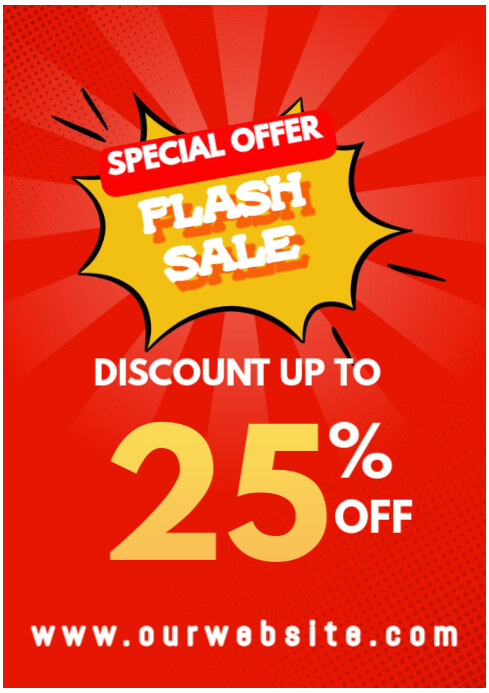 Red Futuristic 25% Off Sale Poster A4 Template | PosterMyWall