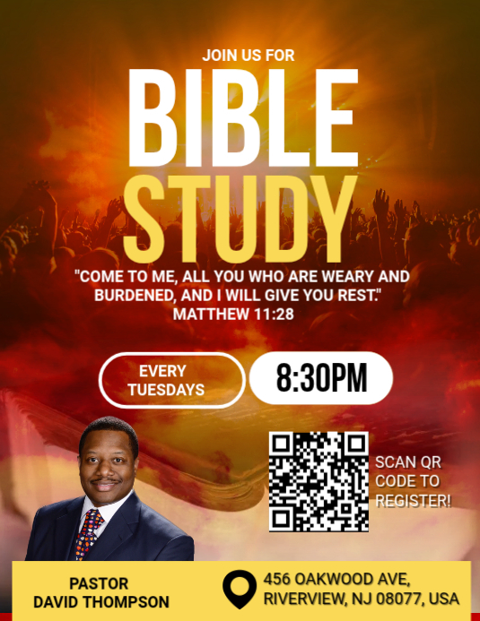Plantilla de Red Futuristic Bible Study Flyer (us Letter) | PosterMyWall