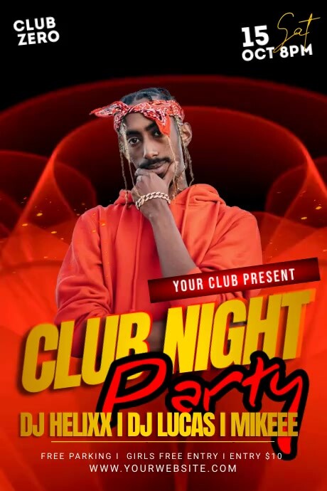 Red Futuristic Club Night Party Poster Template | PosterMyWall