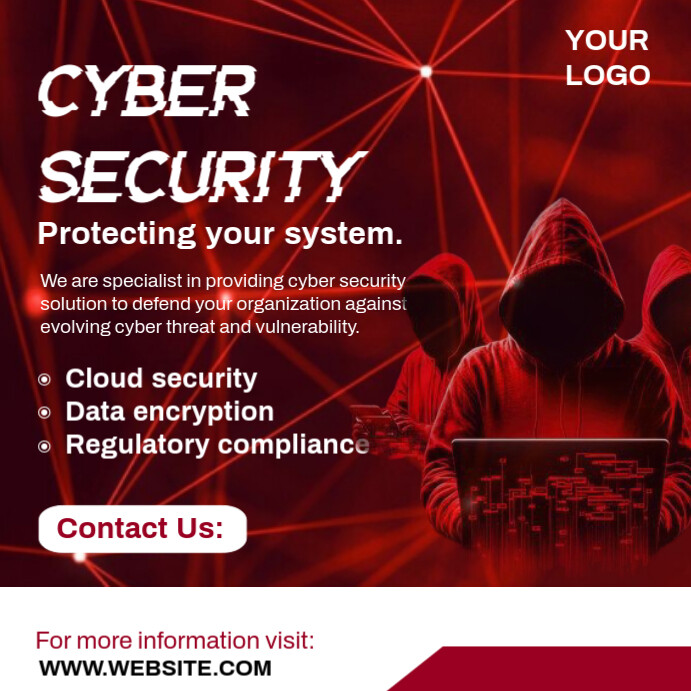 Red Futuristic Cyber Security Template Design Instagram Post | PosterMyWall