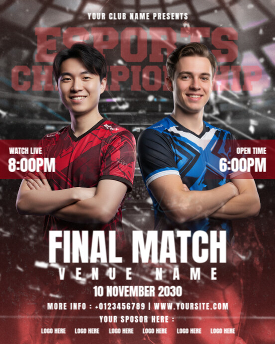 Red Futuristic Esports Game Champion Instagram Portrait Design Template ...