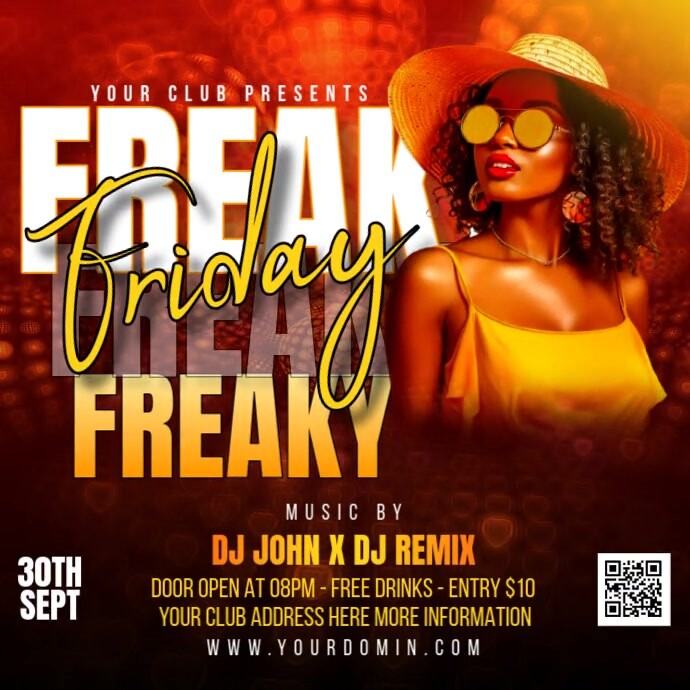 Plantilla de Red Futuristic Freaky Friday Night Party Inst | PosterMyWall