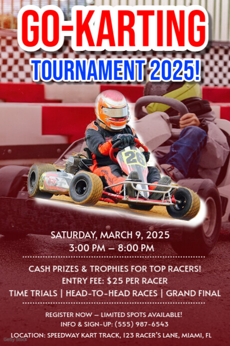 Copy of Red Futuristic Go Kart Tornament Poster | PosterMyWall