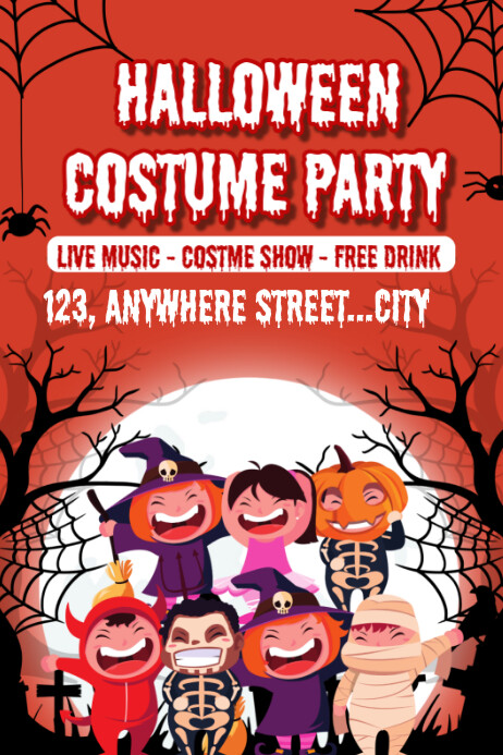 Red Futuristic Halloween Costume Party Poster Template | PosterMyWall