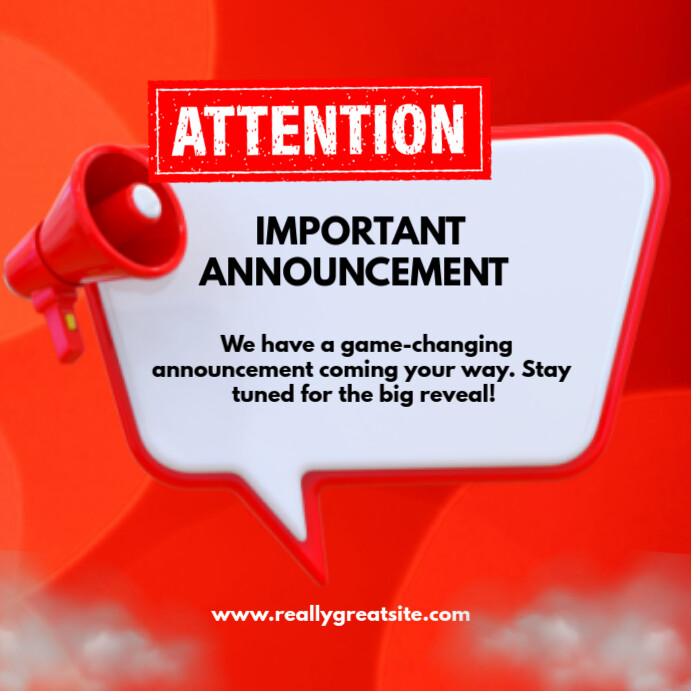 Copy of Red Futuristic Important Announcement Instagram Post | PosterMyWall