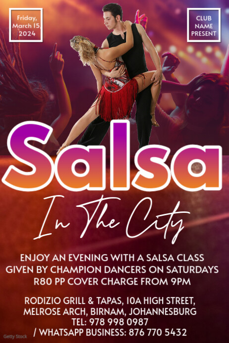 Red Futuristic Salsa In The City Poster Template | PosterMyWall