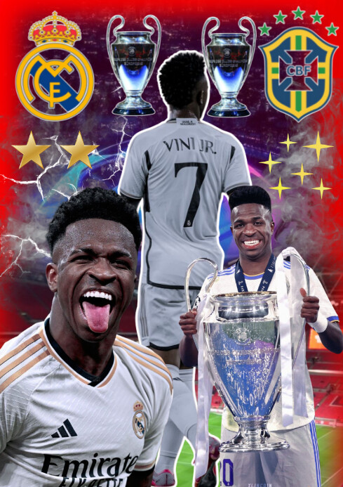 Red Futuristic Vinicius Junior Winner Uefa Ch Template | PosterMyWall