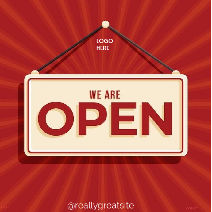 Red Futuristic We Are Open Template Instagram Post | PosterMyWall