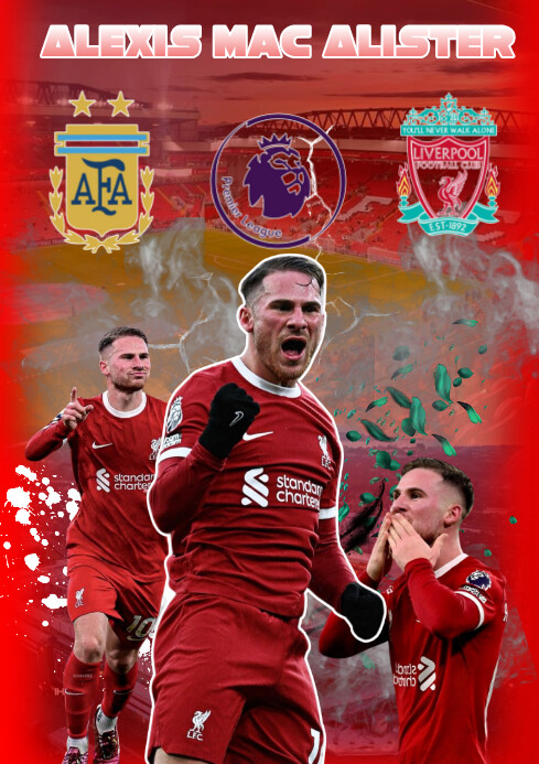 Red Futuristik Alexis Mac Alister Liverpool A Template | PosterMyWall
